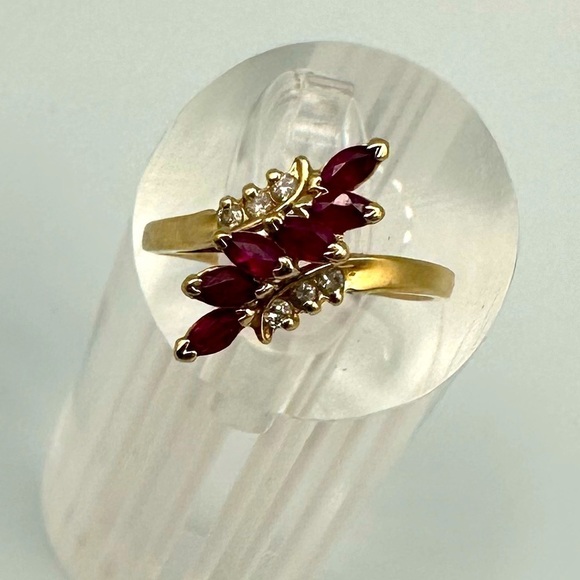 Jewelry | Vintage 14k Gold Ruby Diamond Ring Size 4 Resizable | Poshmark